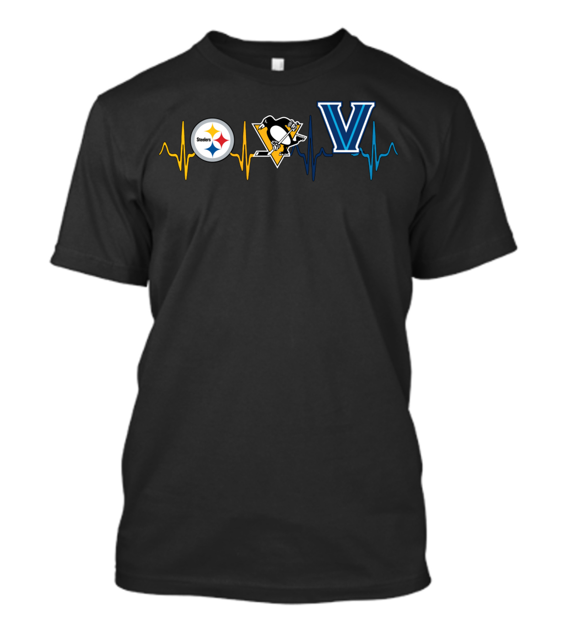 Steelers Penguins Villanova Heartbeat Passion T-Shirt
