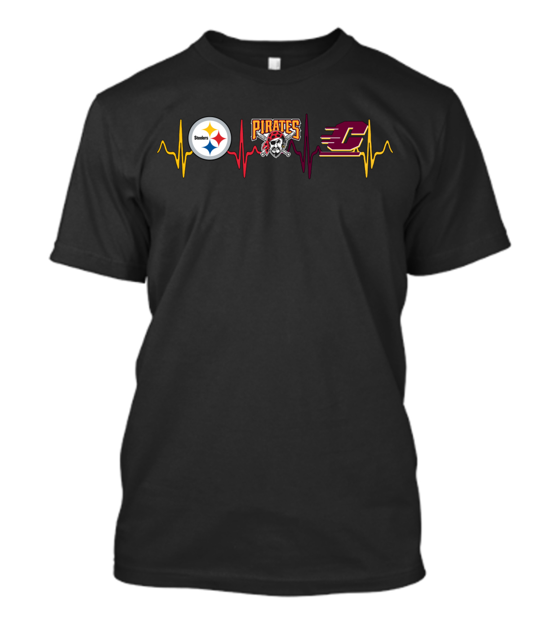 Steelers Heartbeat Pirates Cmc Sports Fan Connection T-Shirt
