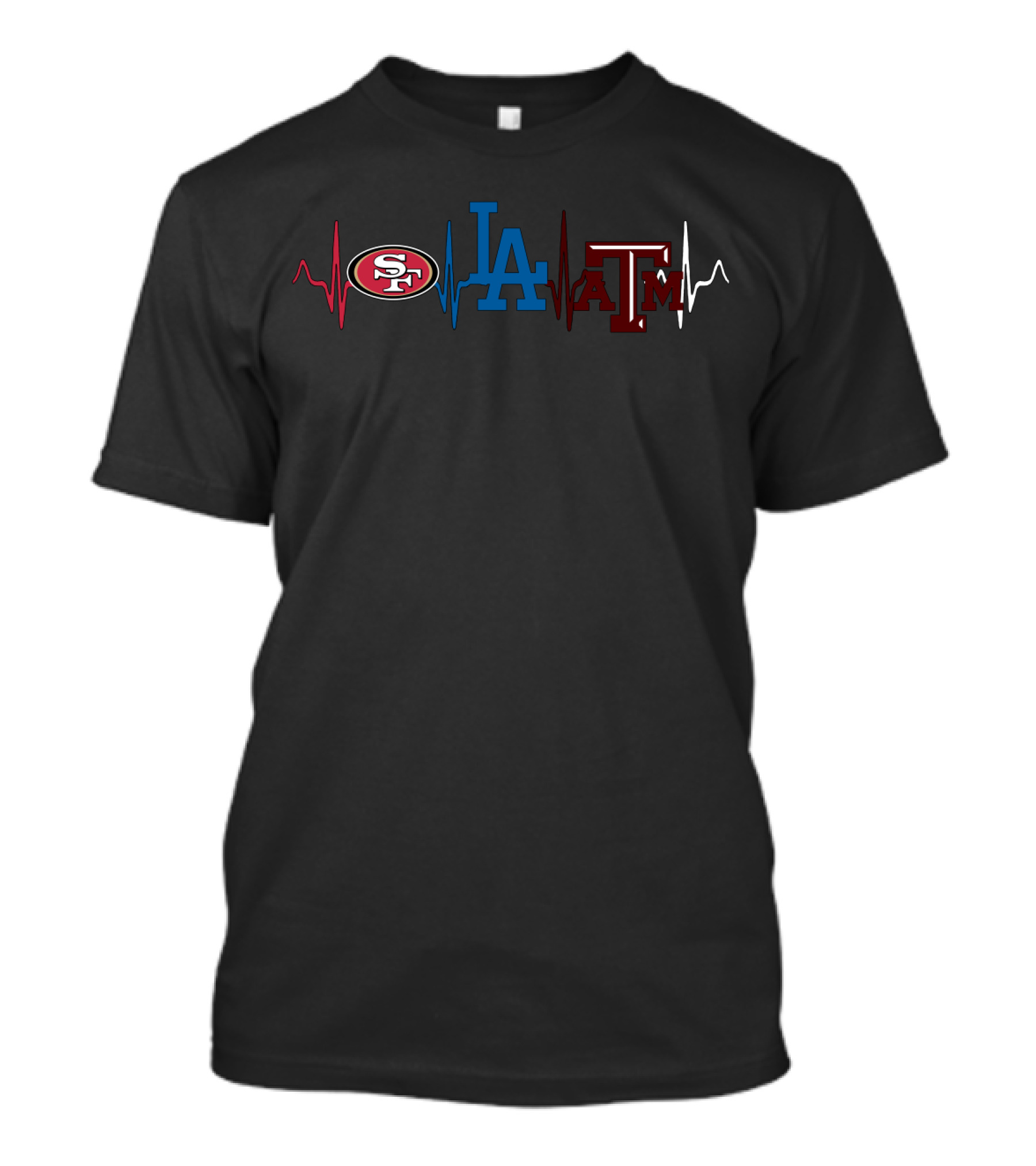 Love 49ers Dodgers Texas A&M Heartbeat T-Shirt