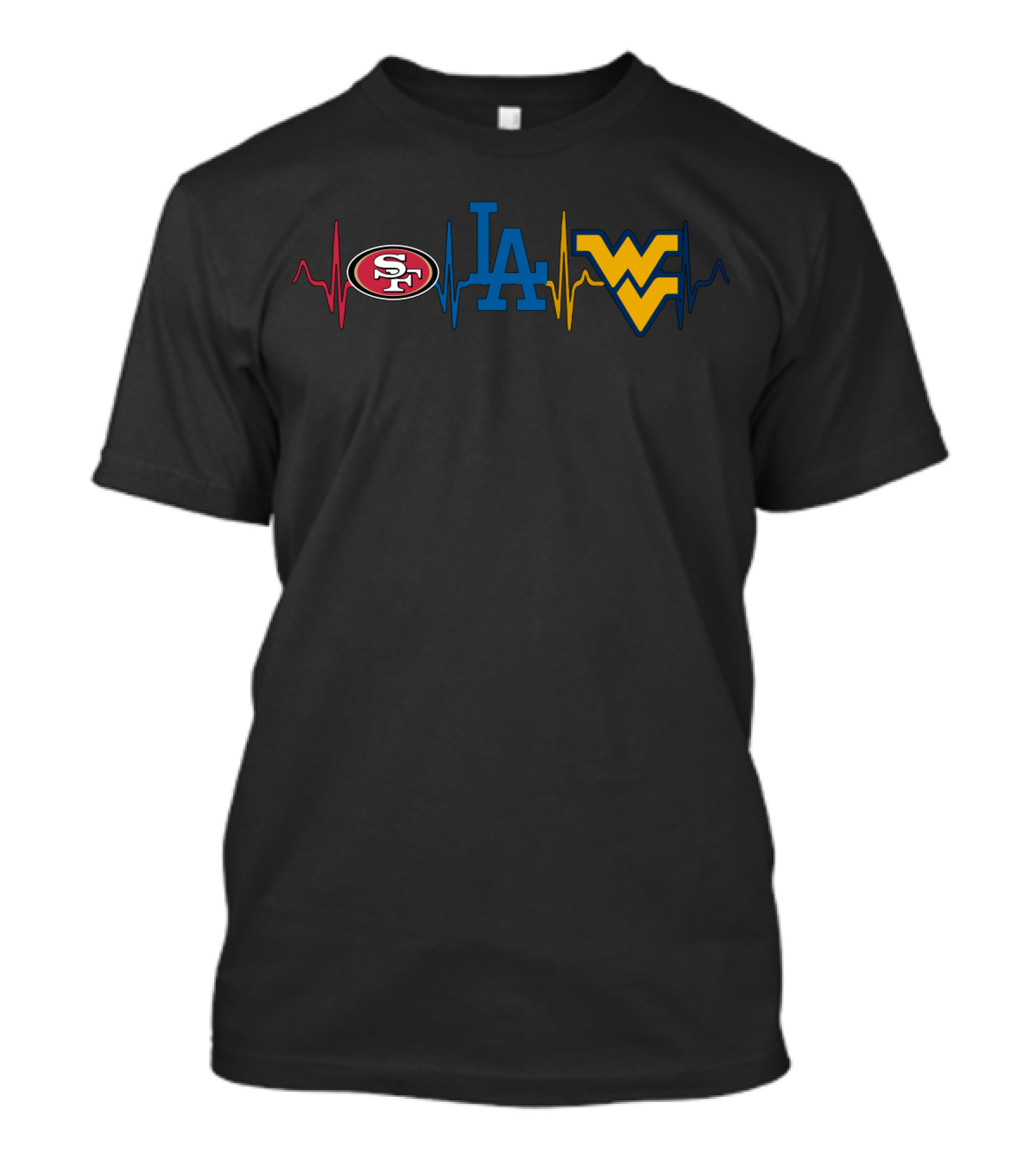 Love 49ers Dodgers Wvm Heartbeat T-Shirt