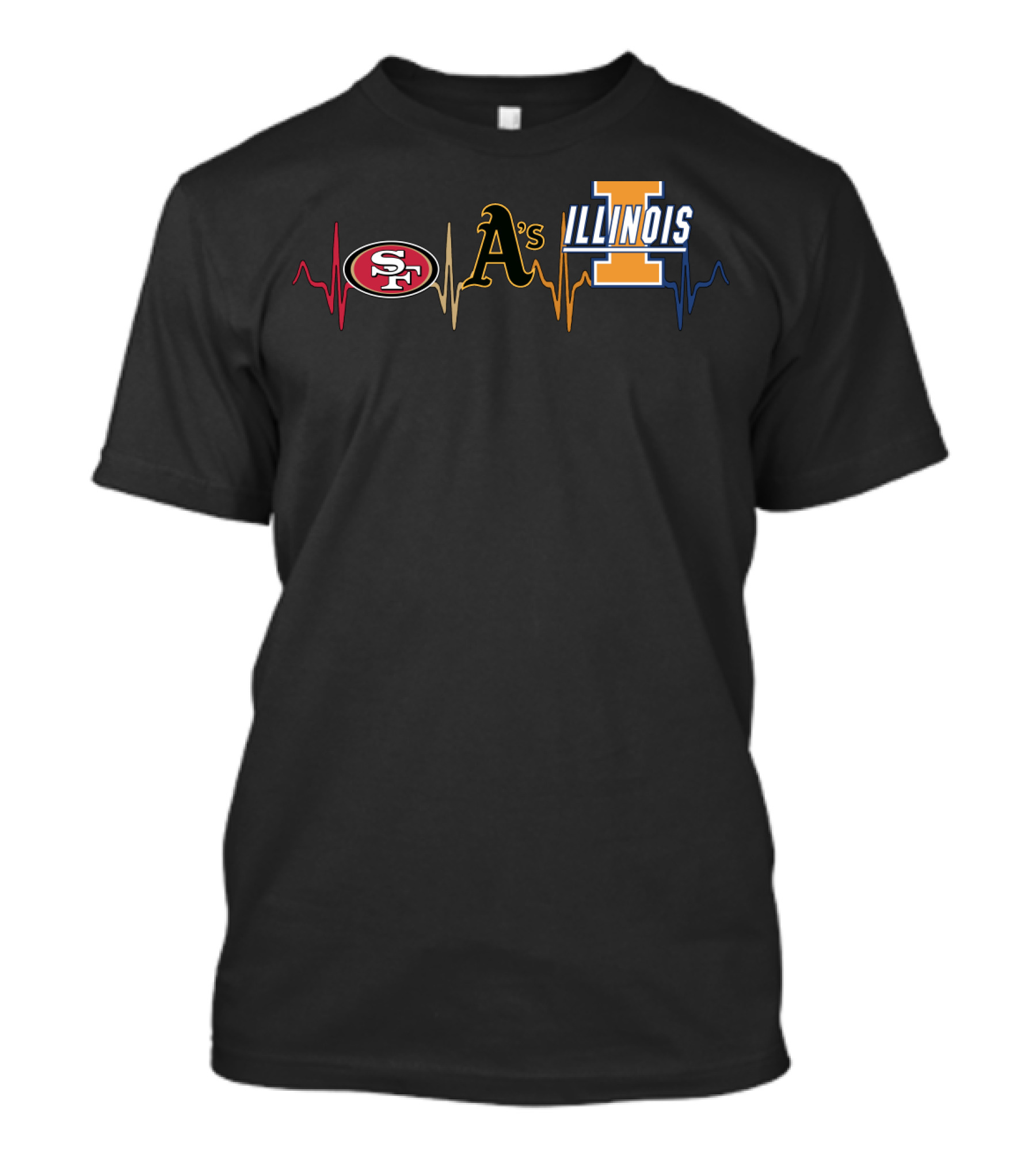 Love 49ers A's Illinois Athletics Heartbeat T-Shirt