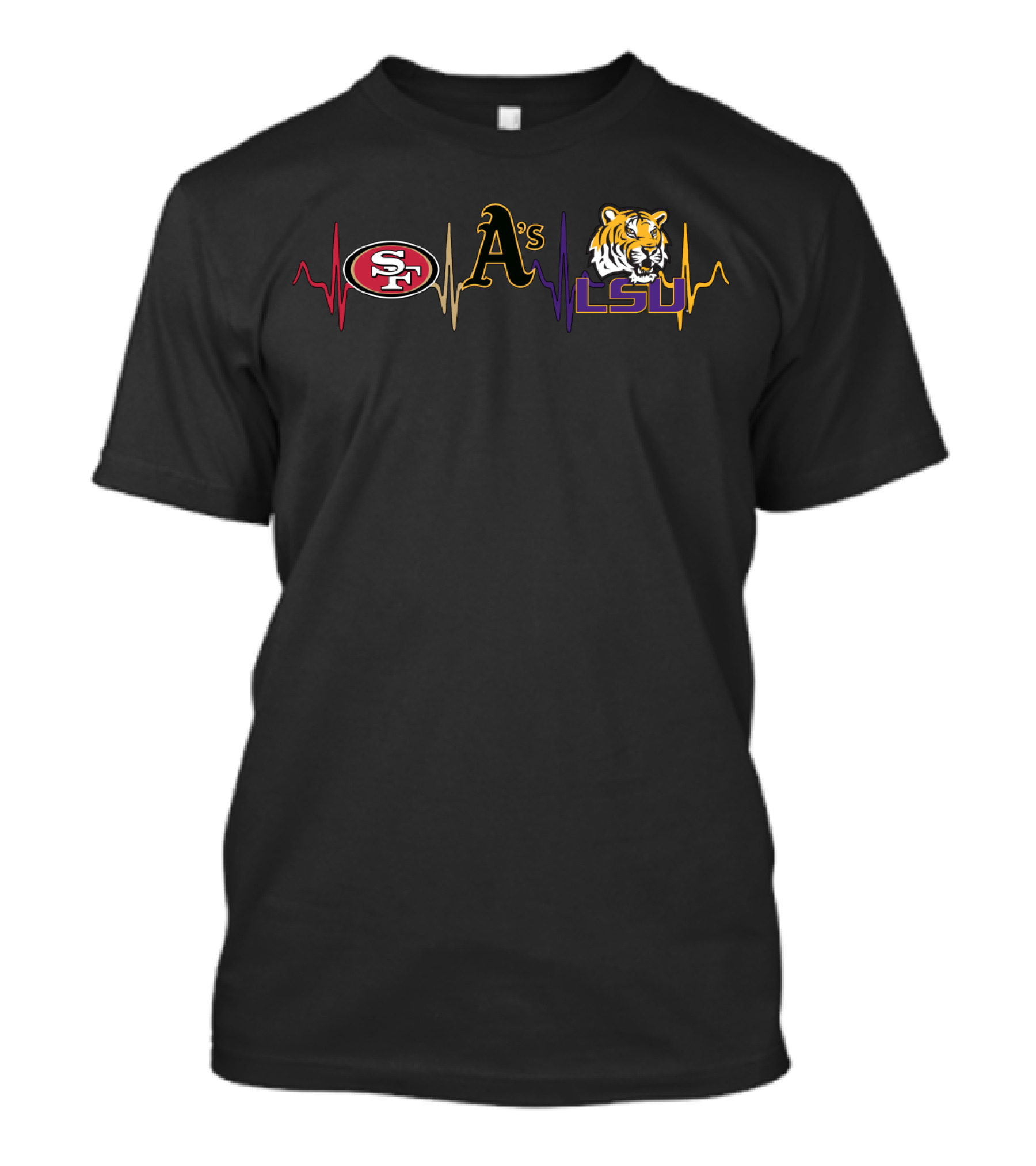 Love 49ers Athletics Lsu Tiger Heartbeat T-Shirt