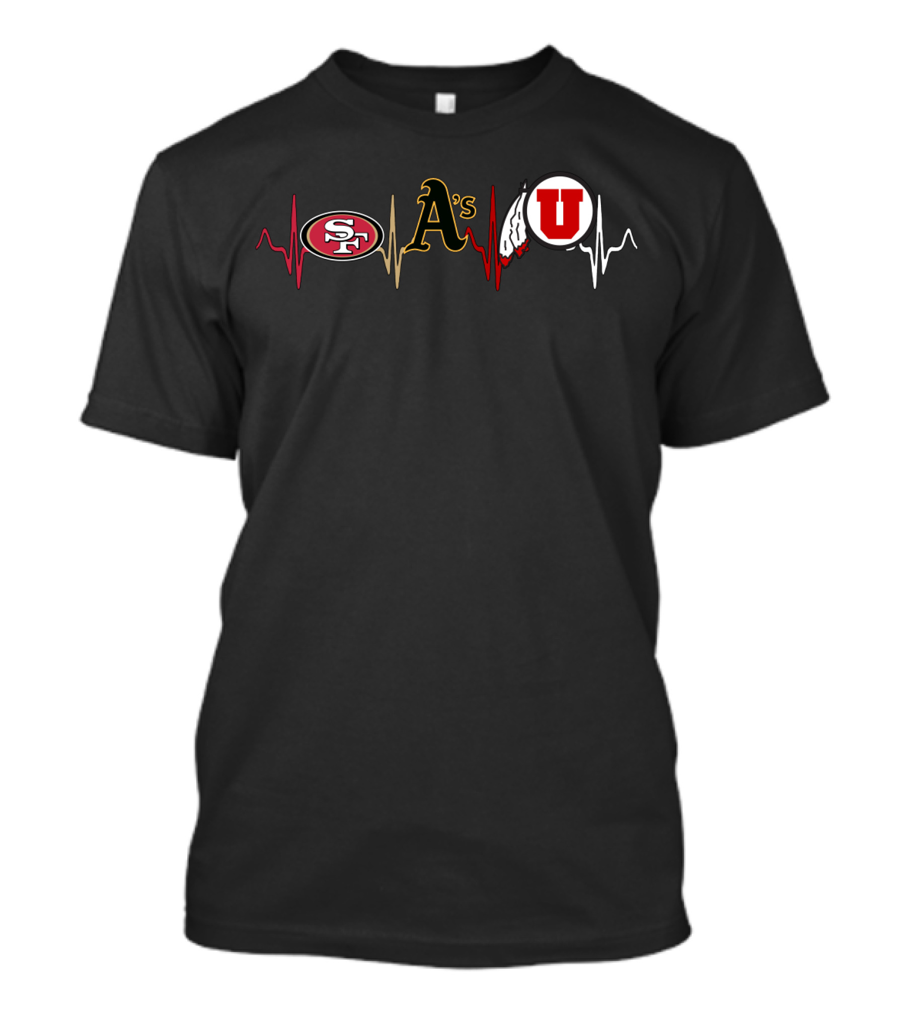 Love 49ers A's U Heartbeat Uu T-Shirt