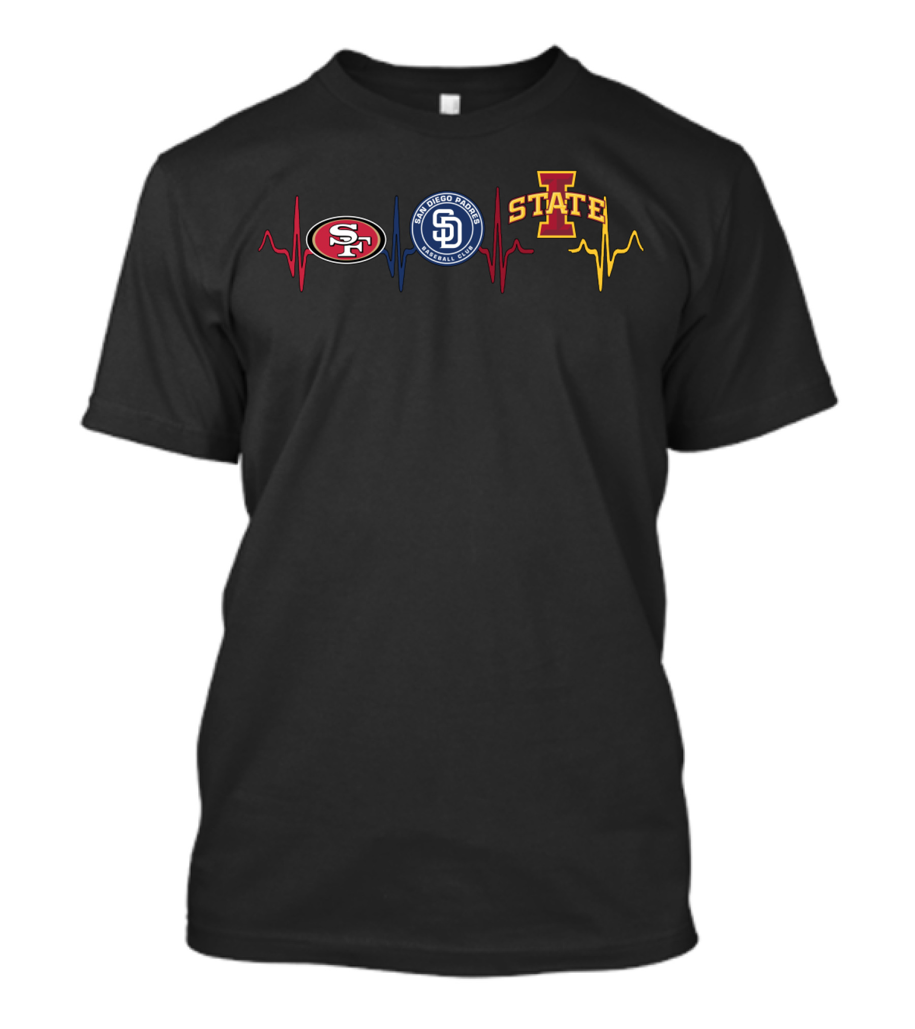 49ers Padres Isu Heartbeat Logo Combination T-Shirt