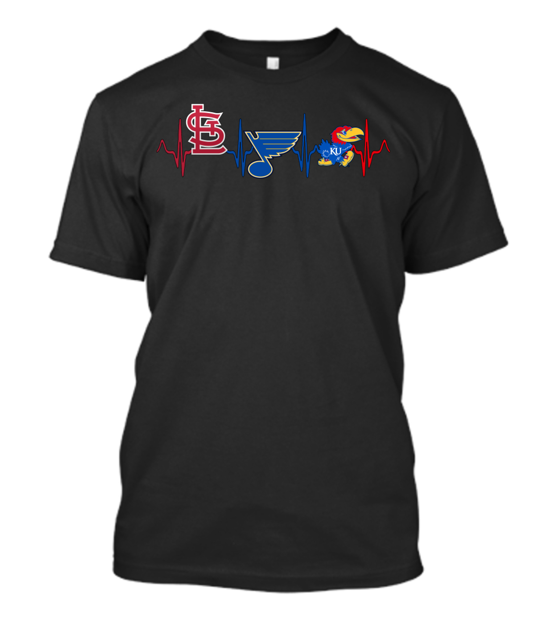 Stcardinals Blues Ku Heartbeat T-Shirt