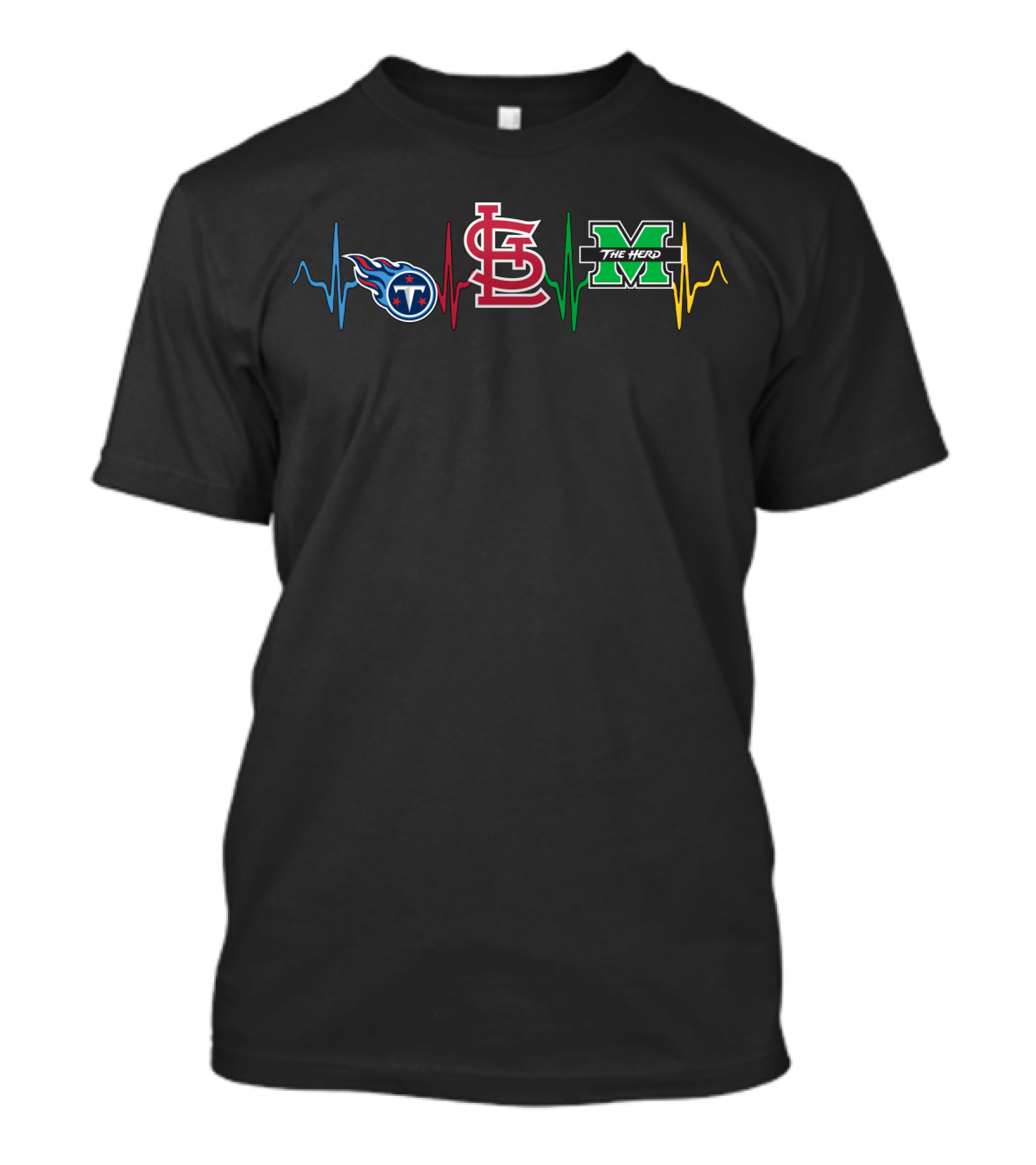 Love Titans St. Louis Cardinals Marshall The Herd Heartbeat T-Shirt