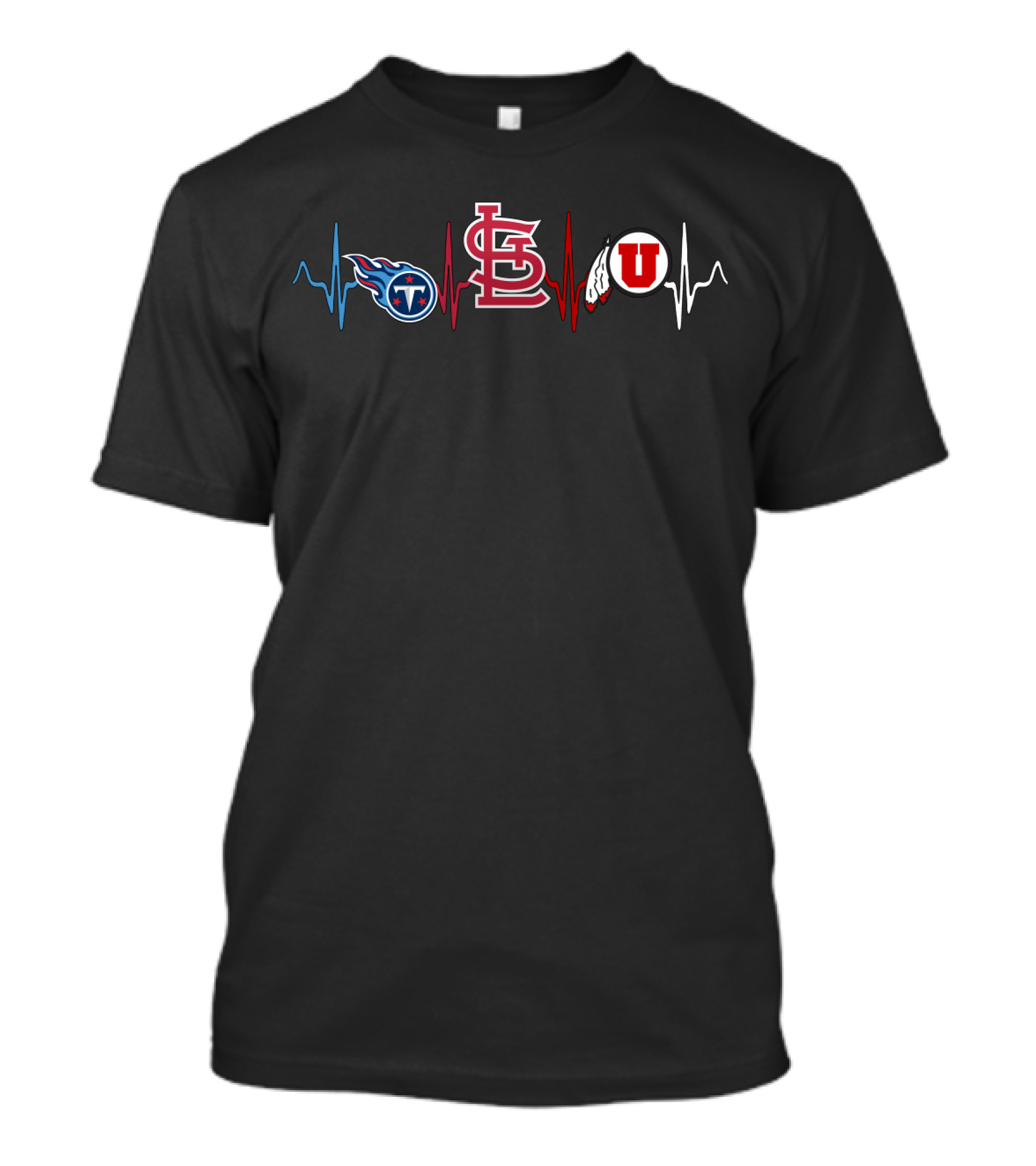Titans St. Louis Cardinals Utah Utes Heartbeat Line T-Shirt