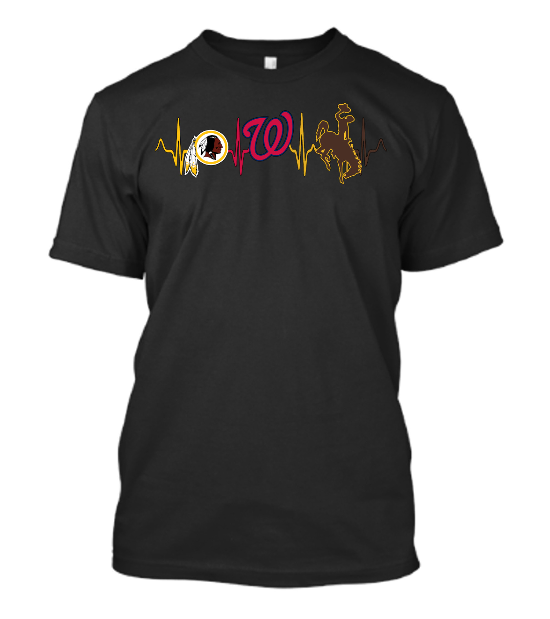 Redskins Nationals Wyoming Cowboys Heartbeat Logo Combo T-Shirt