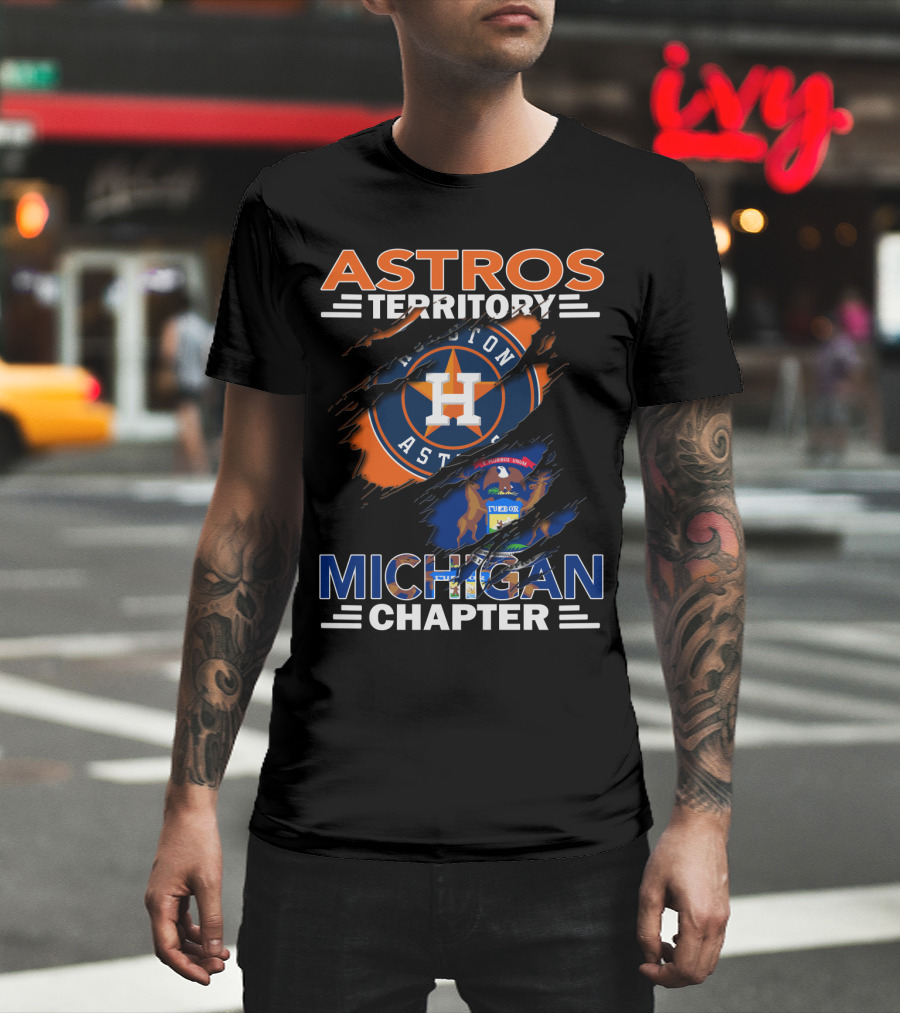 Astros Territory Michigan Chapter Houston Logo Michigan Flag T-Shirt