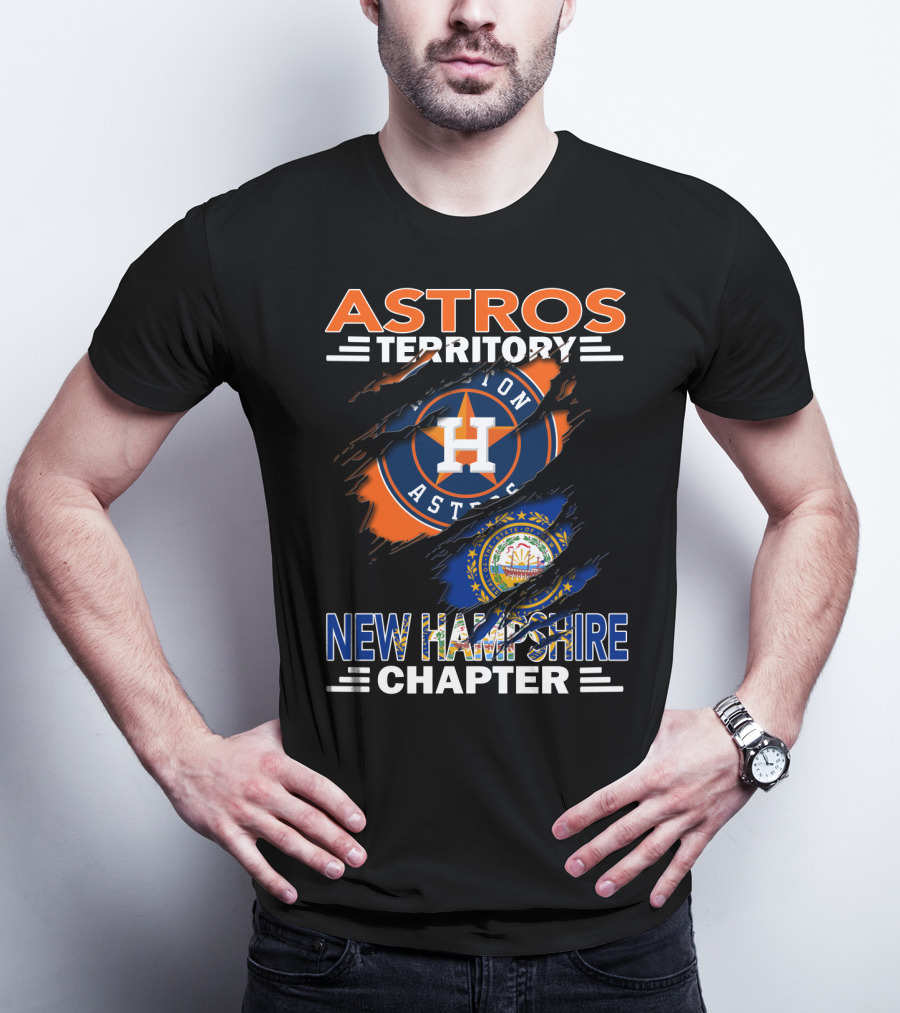 Astros Territory New Hampshire Chapter Houston Astros New Hampshire Flag Badge T-Shirt