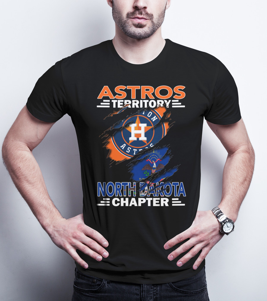 Astros Territory North Dakota Chapter With Houston Astros Emblem And State Flag T-Shirt