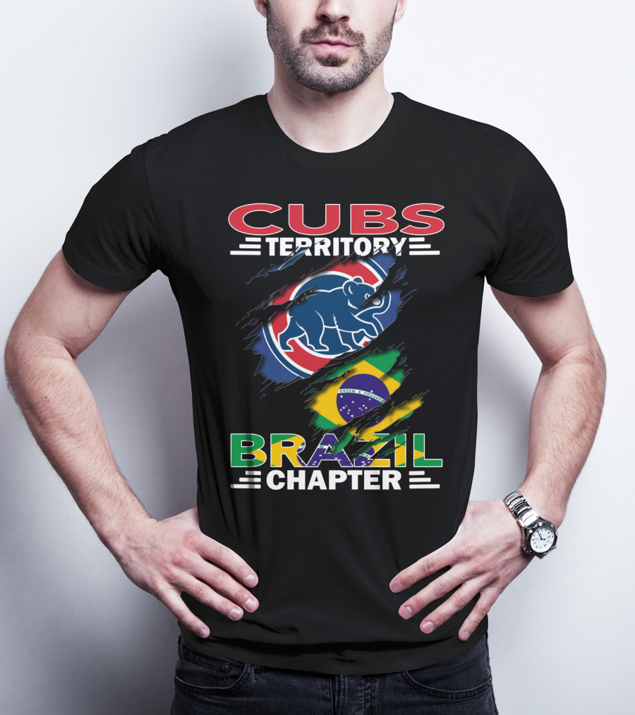 Cubs Territory Brazil Chapter Chicago Cubs Logo And Brazilian Flag T-Shirt