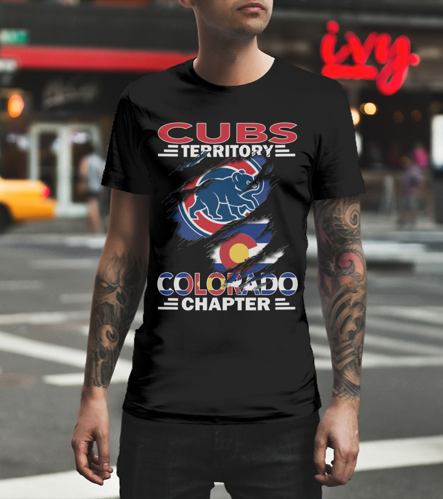 Cubs Territory Colorado Chapter Logo With Bear And Colorado Flag Elements T-Shirt