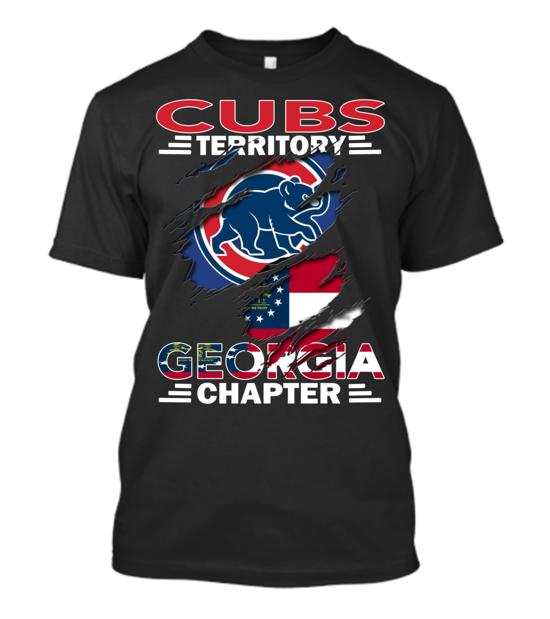 Cubs Territory Georgia Chapter Chicago Cubs Logo With Georgia Flag T-Shirt