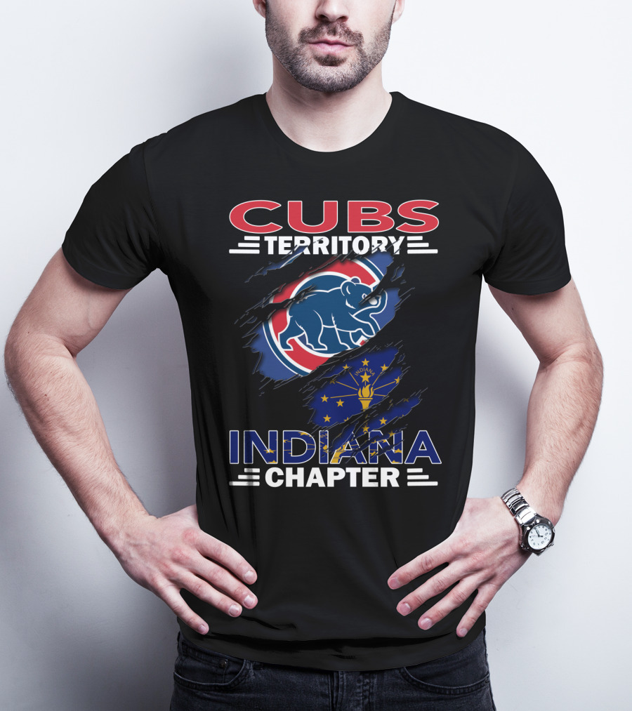 Cubs Territory Indiana Chapter Indiana State Flag And Cubs T-Shirt