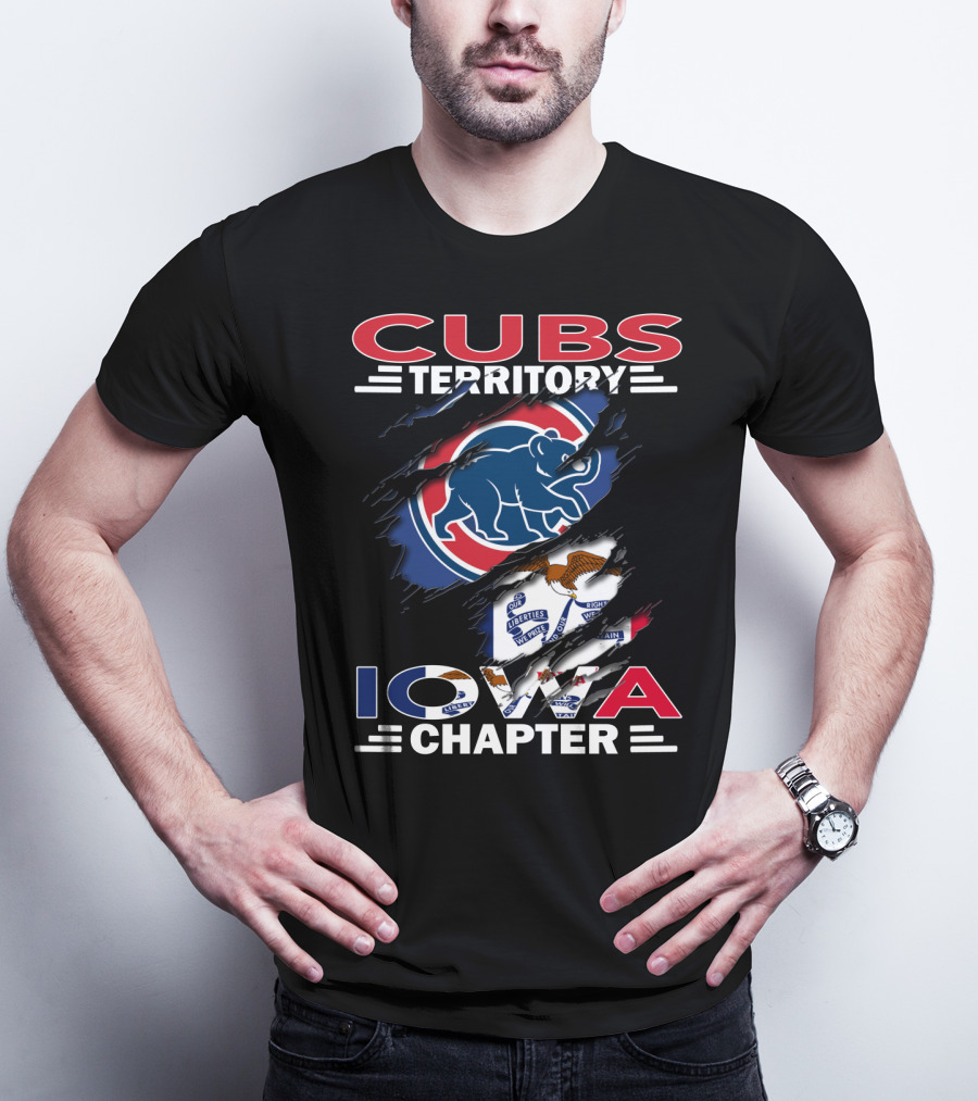 Cubs Territory Iowa Chapter Chicago Cubs Logo Illinois Flag T-Shirt