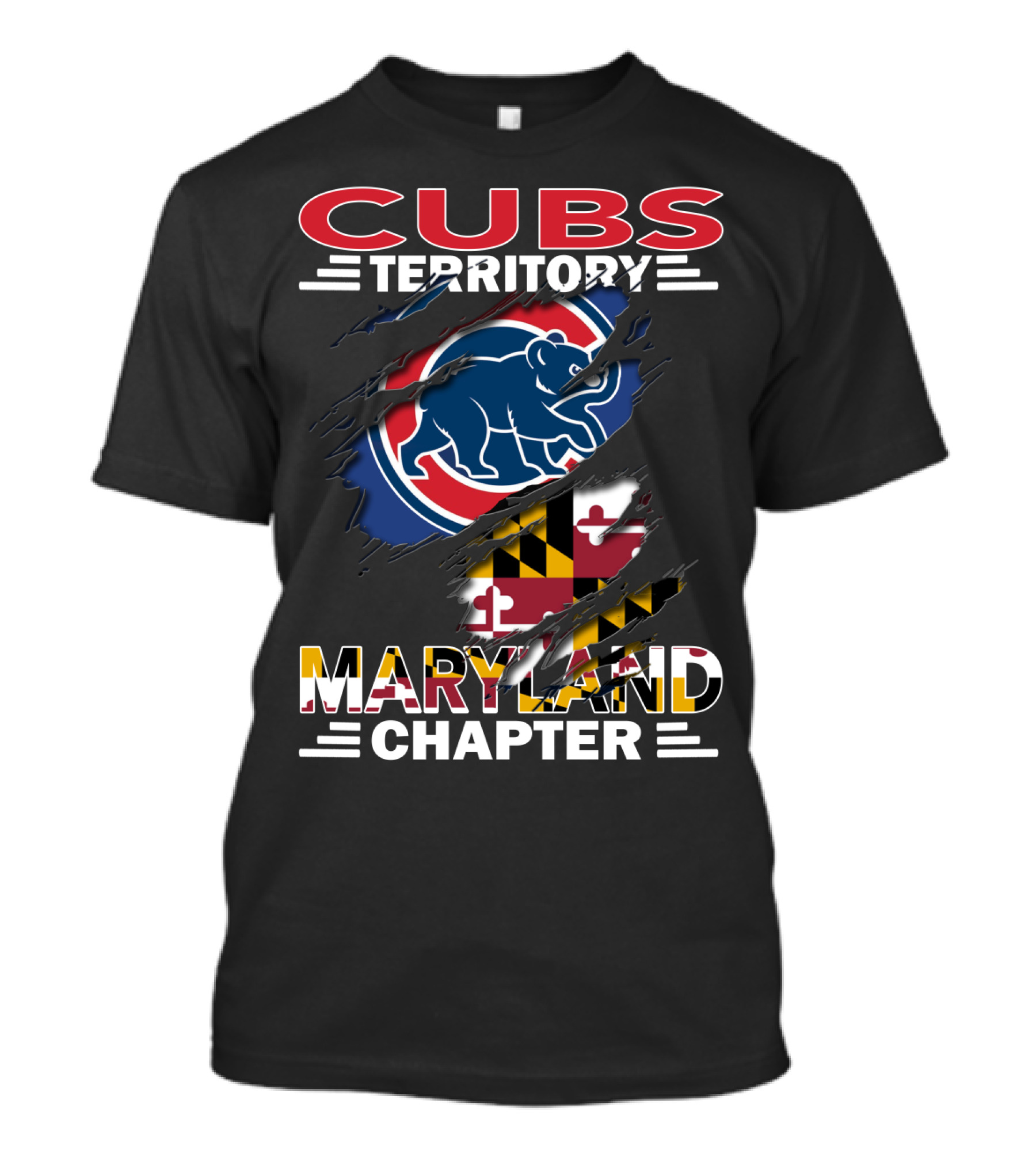 Cubs Territory Maryland Chapter Blue Bear Red Circle Maryland Flag T-Shirt