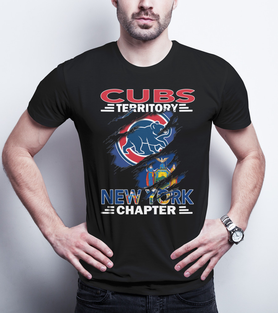 Cubs Territory New York Chapter Emblem With New York State Flag And Cubs T-Shirt