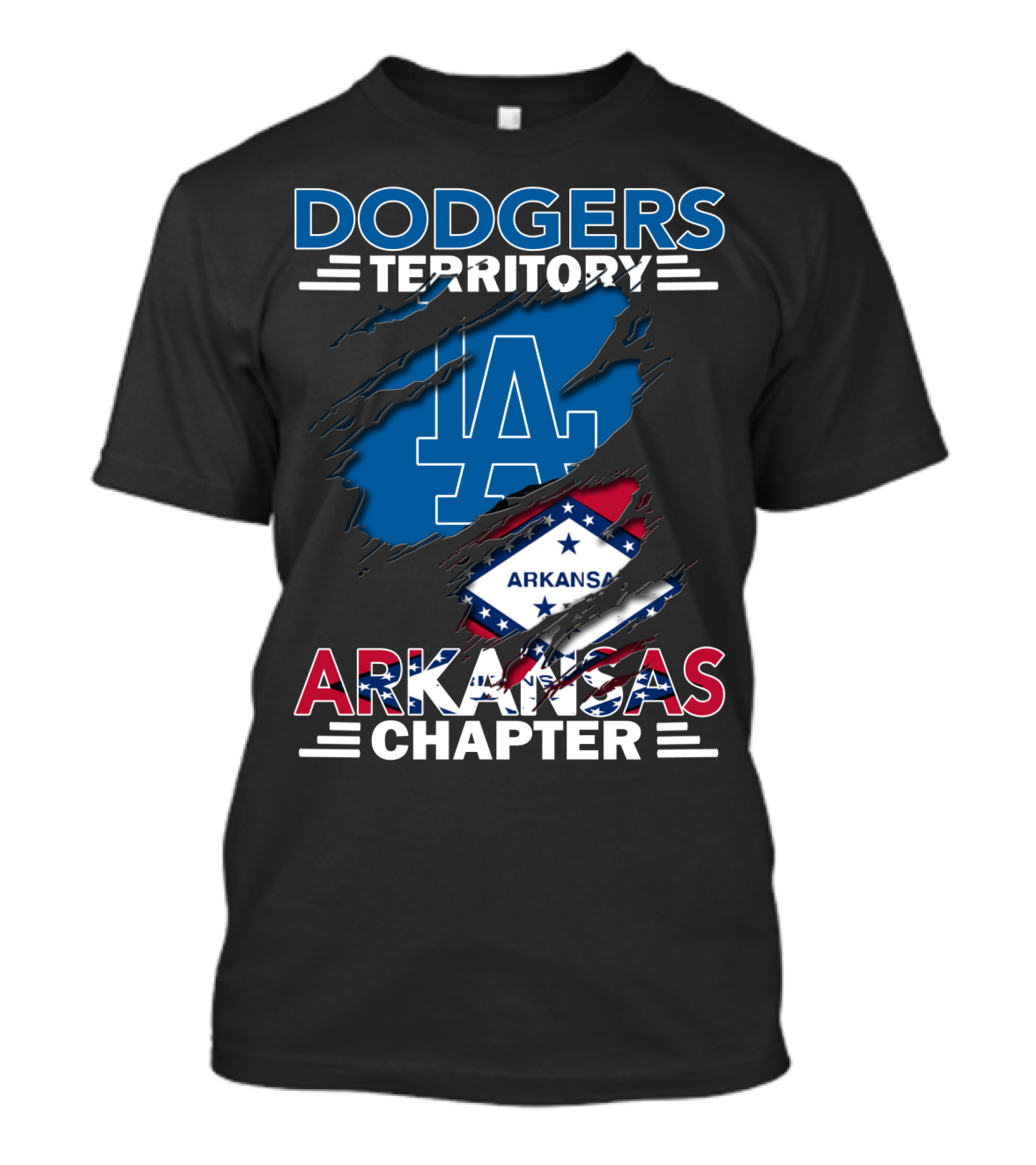 Dodgers Territory Arkansas Chapter LA Logo State Flag T-Shirt