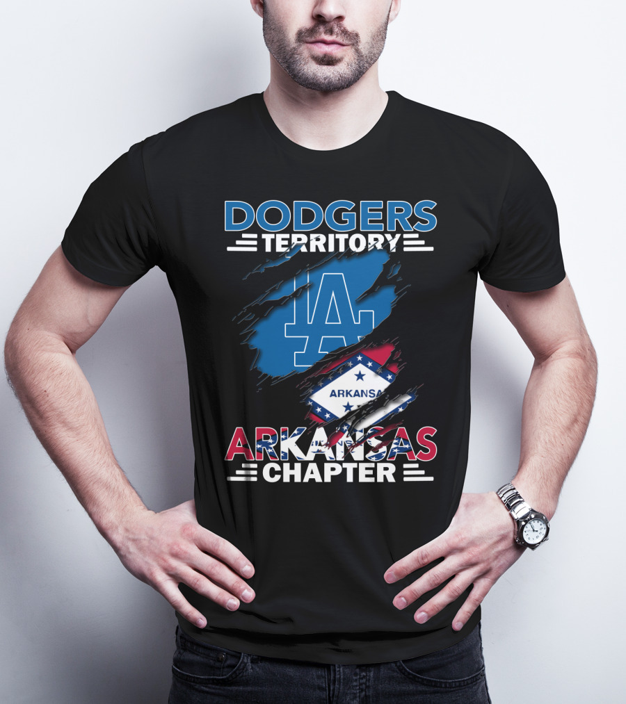 Dodgers Territory Arkansas Chapter LA Logo State Flag T-Shirt