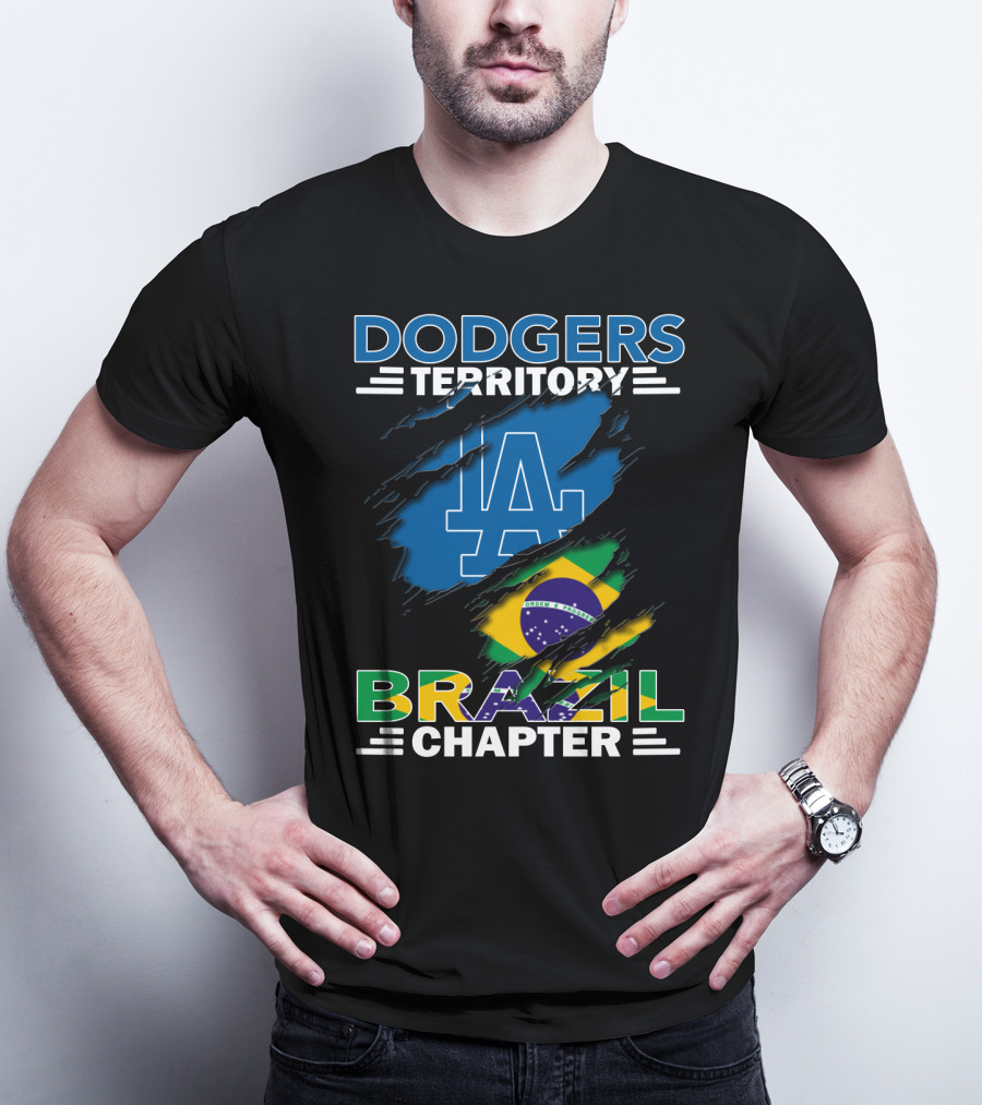 Dodgers Territory La Brazil Chapter Flag Fan T-Shirt