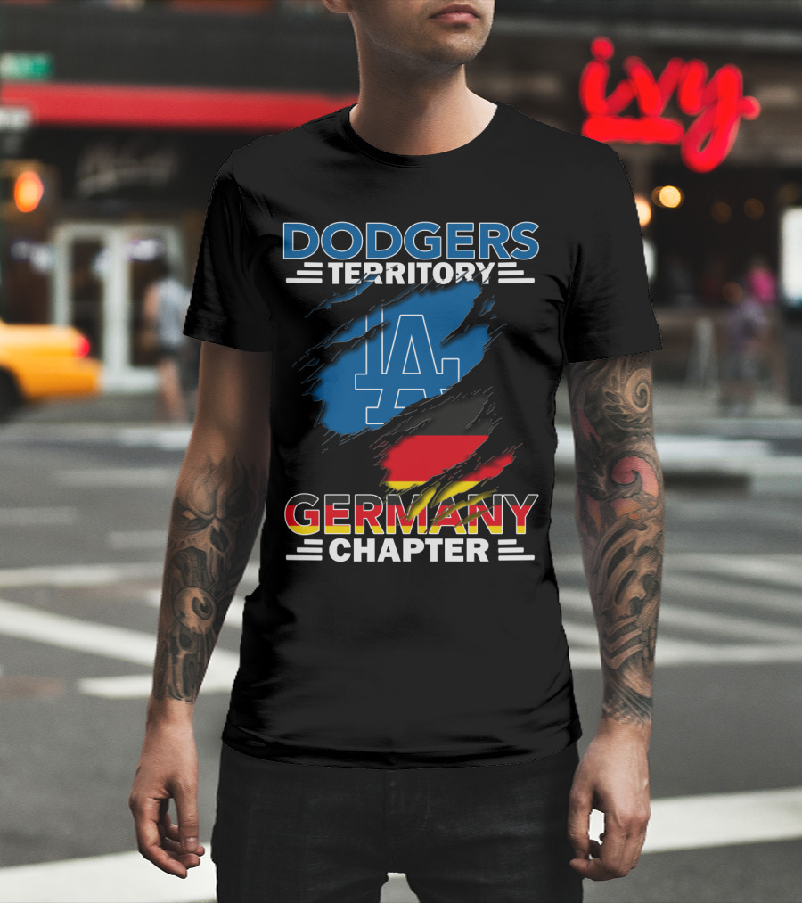Dodgers Territory Germany Chapter LA Logo And German Flag T-Shirt