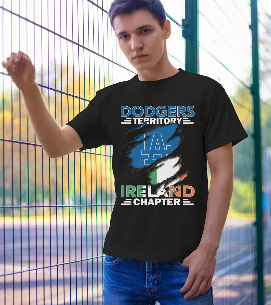 Dodgers Territory LA Logo Ireland Chapter Irish Flag T-Shirt