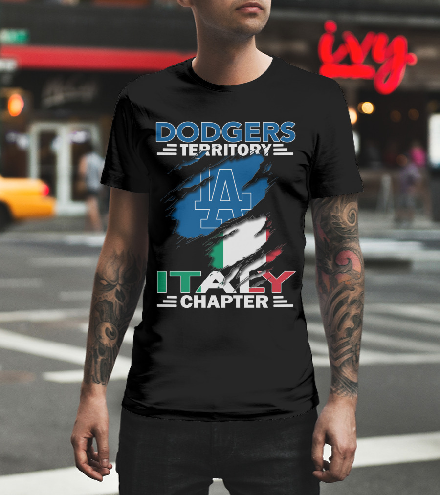 Dodgers Territory Italy Chapter LA Logo Italian Flag T-Shirt