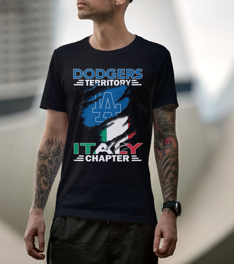 Dodgers Territory Italy Chapter LA Logo Italian Flag T-Shirt