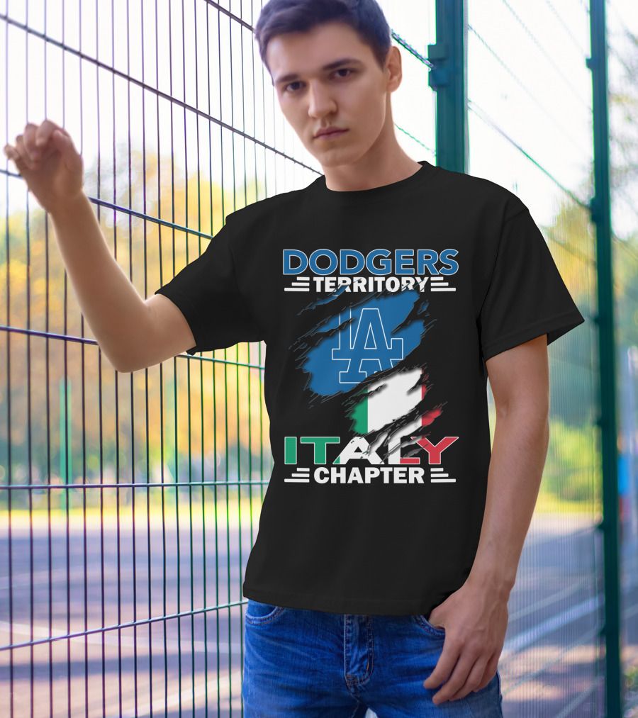 Dodgers Territory Italy Chapter LA Logo Italian Flag T-Shirt