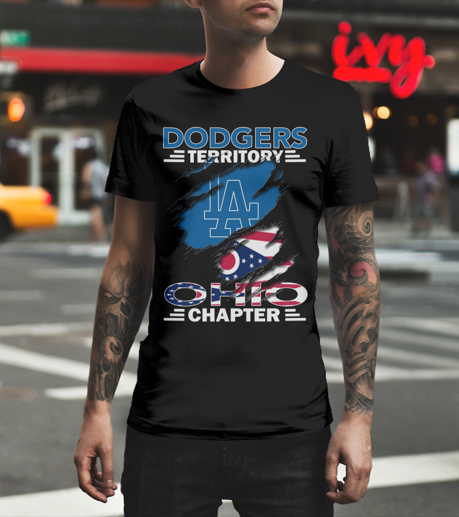 Dodgers Territory Ohio Chapter LA Ohio Flag T-Shirt