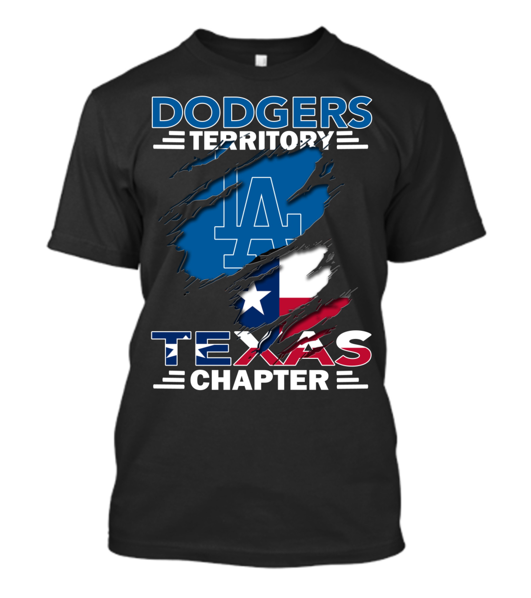 Dodgers Territory Texas Chapter LA Logo Texas Flag T-Shirt