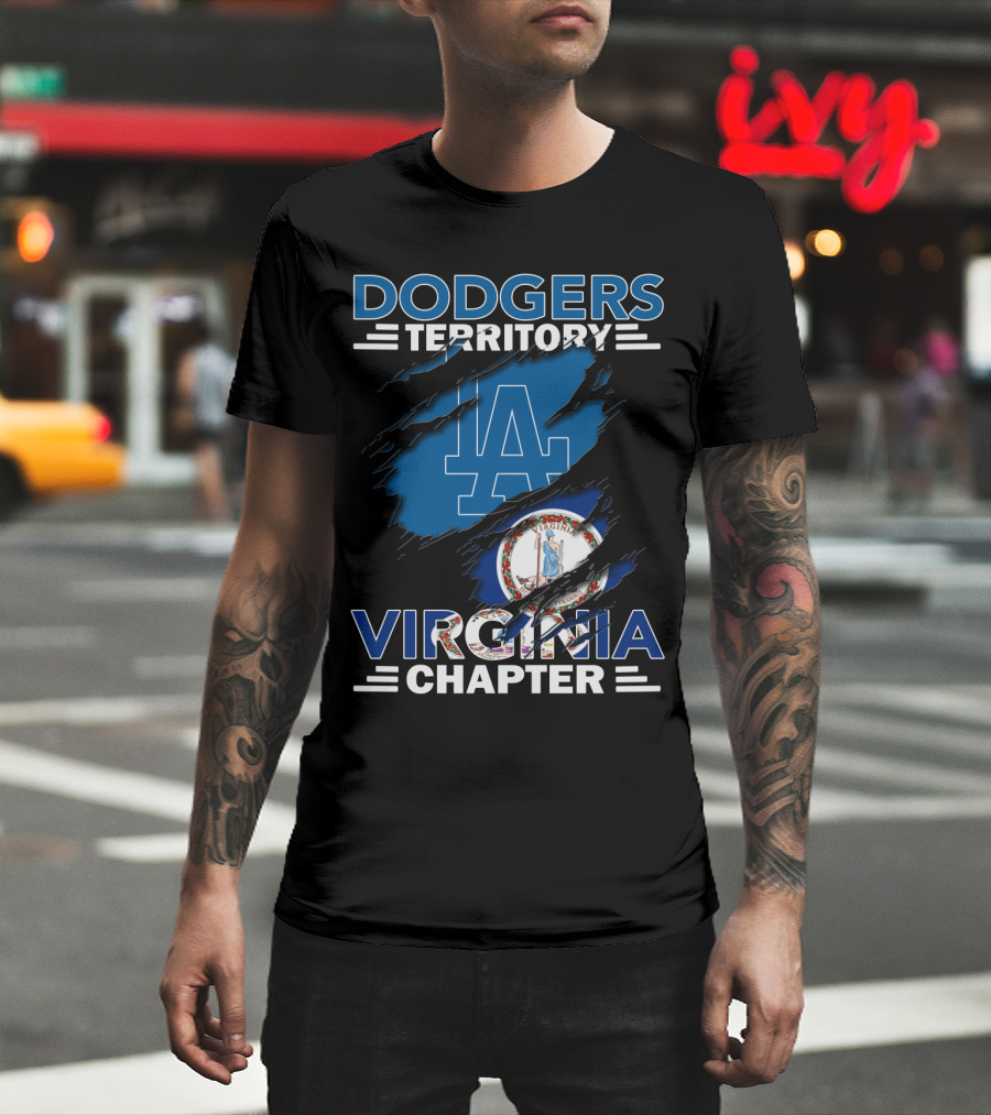 Los Angeles Dodgers LA Logo Virginia State Emblem Dodgers Territory Virginia Chapter T-Shirt