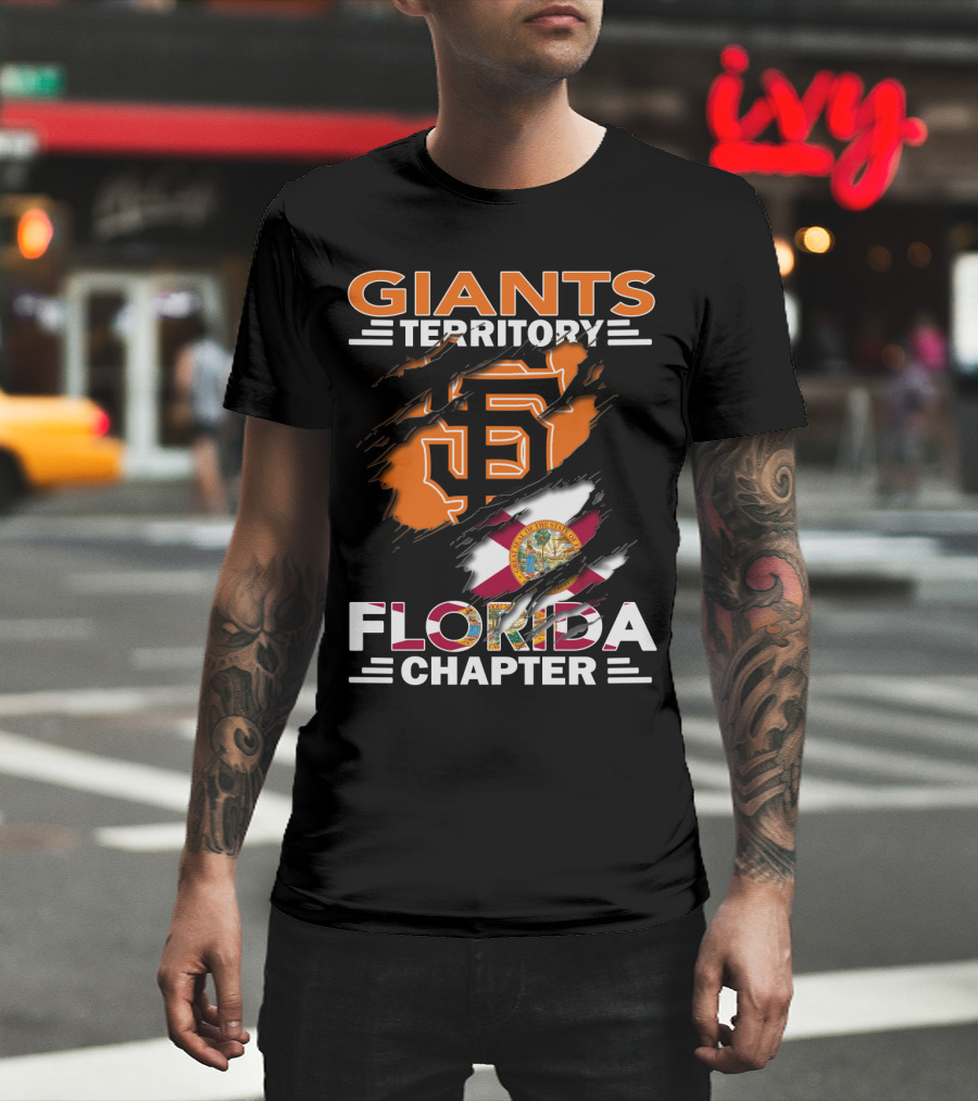 Giants Territory Florida Chapter Sf Logo And Florida Flag Fusion T-Shirt