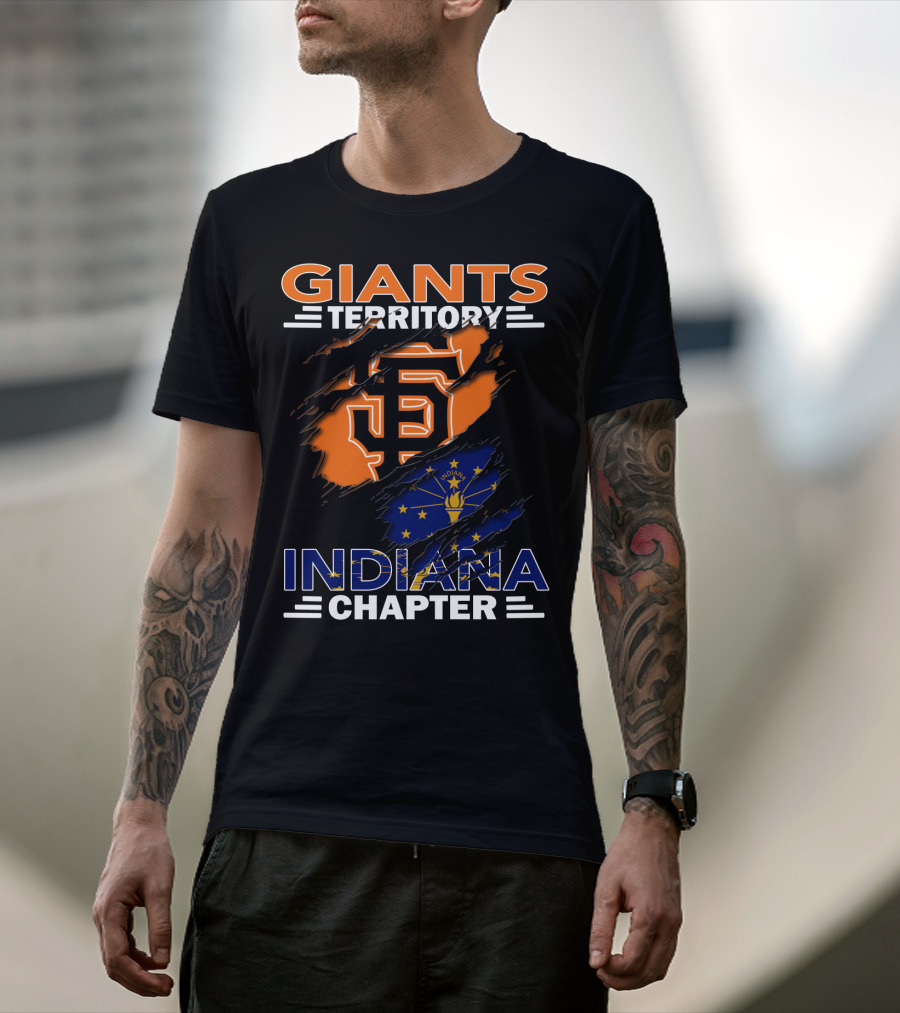 Giants Territory Indiana Chapter Sf Logo And Indiana Flag T-Shirt