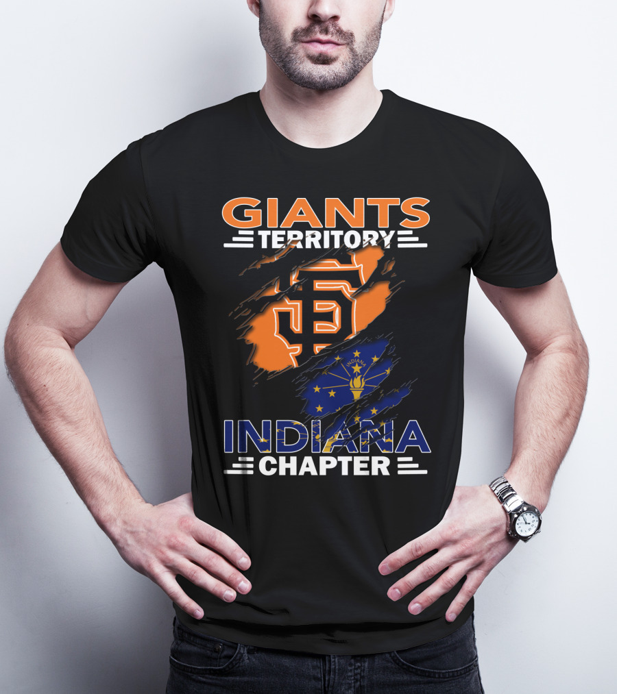 Giants Territory Indiana Chapter Sf Logo And Indiana Flag T-Shirt