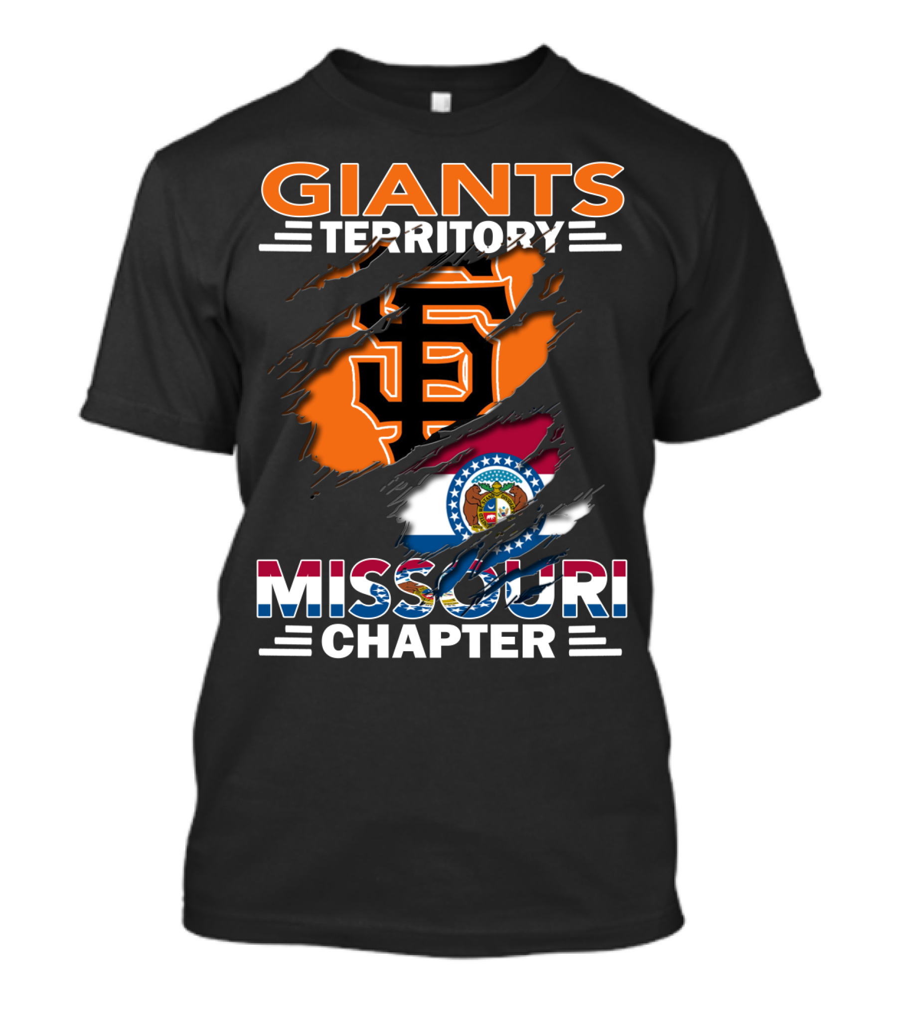 Giants Territory Missouri Chapter Sf Logo American Flag T-Shirt