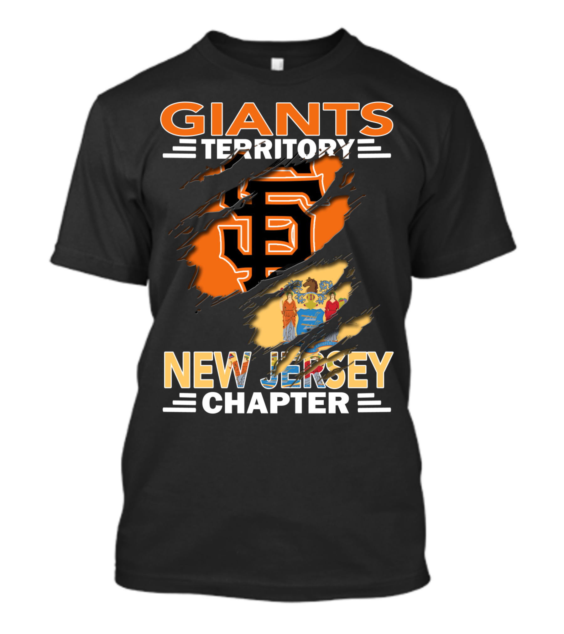 Giants Territory New Jersey Chapter San Francisco Logo And State Flag T-Shirt
