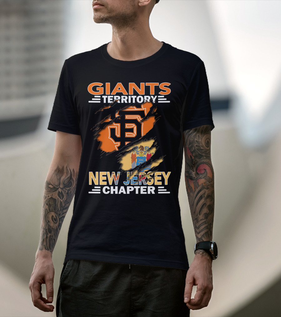 Giants Territory New Jersey Chapter San Francisco Logo And State Flag T-Shirt