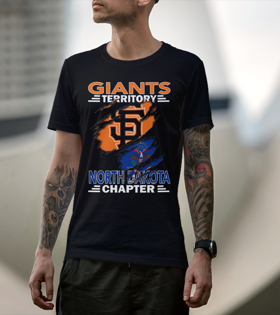 Giants Territory North Dakota Chapter Sf Logo And State Flag T-Shirt