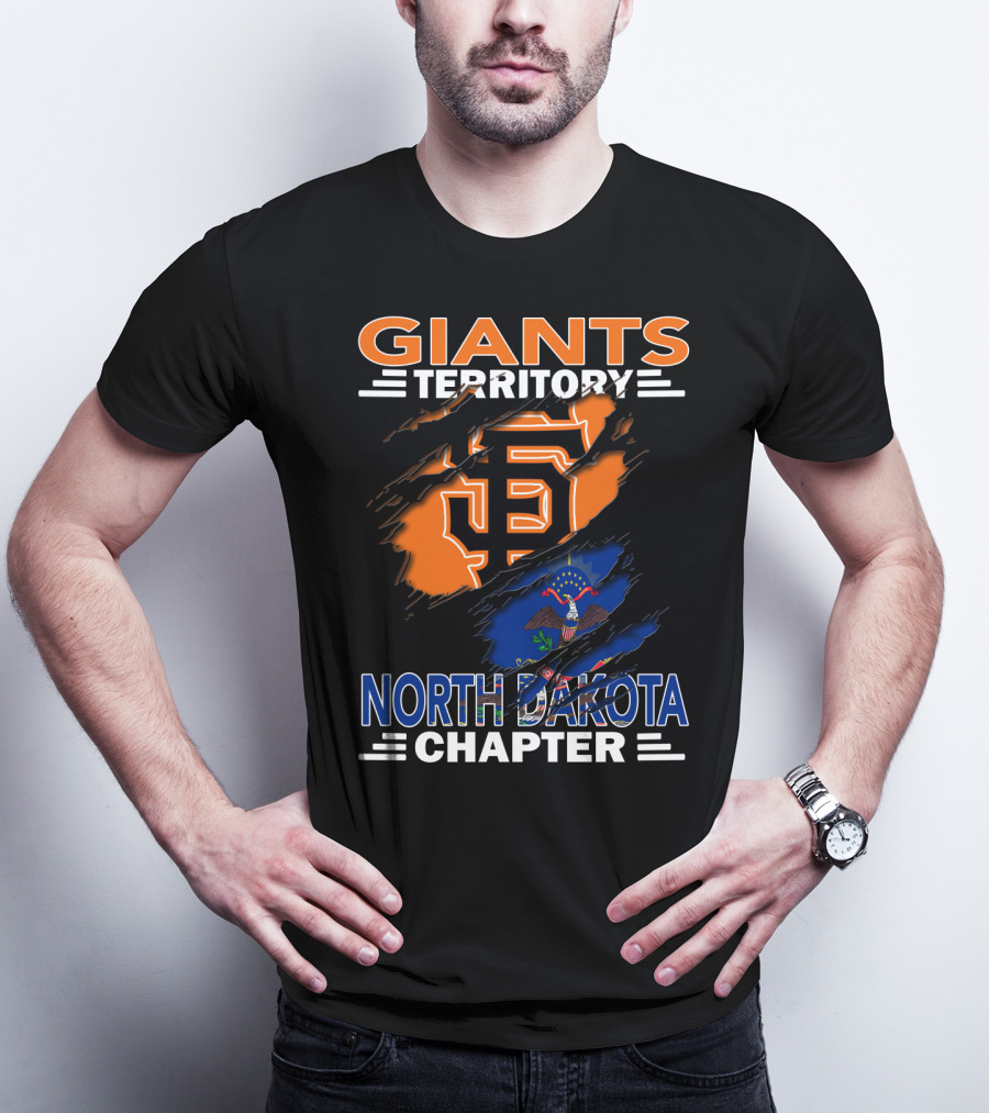 Giants Territory North Dakota Chapter Sf Logo And State Flag T-Shirt