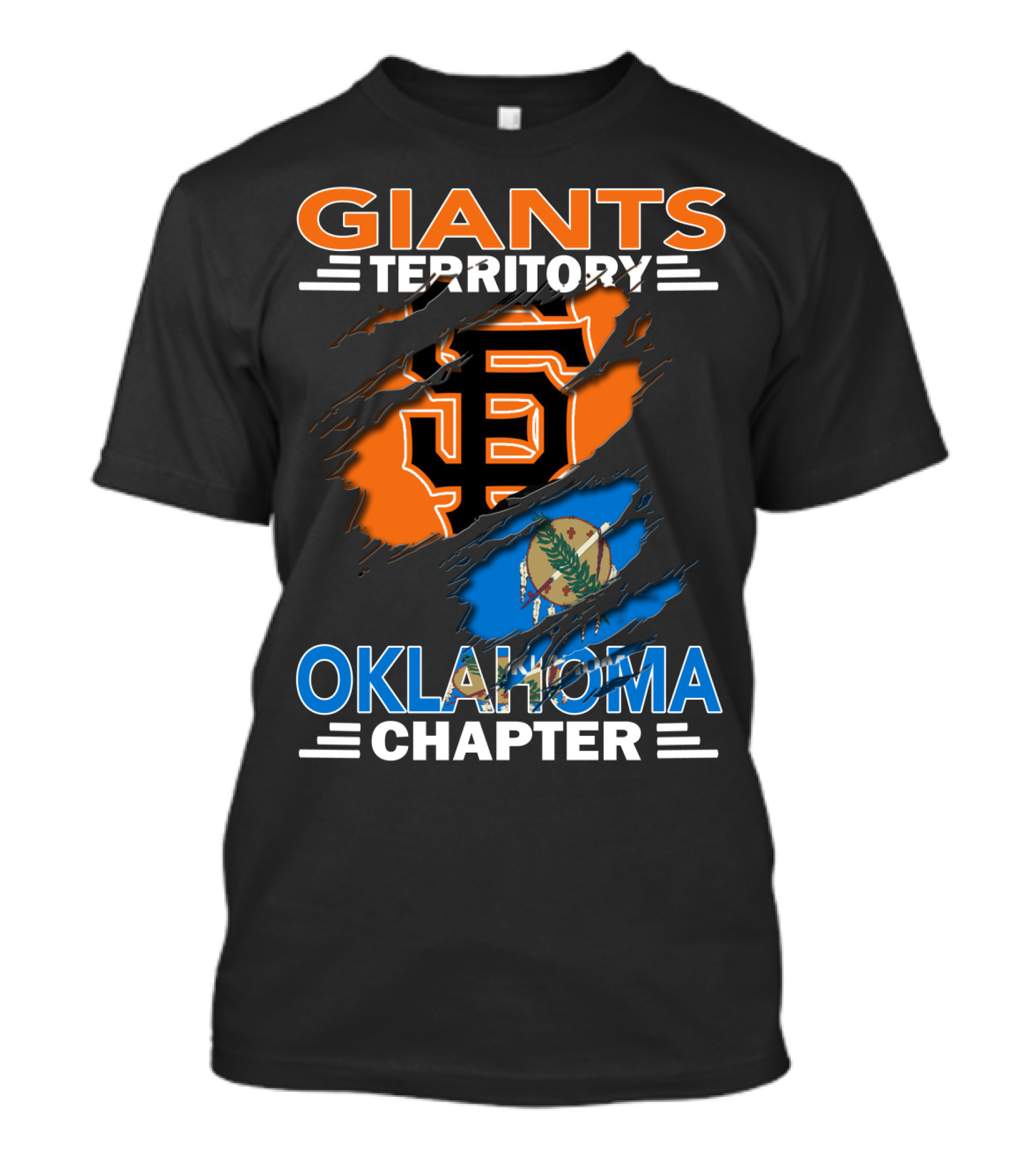 Giants Territory Oklahoma Chapter San Francisco Giants Logo And Oklahoma State Flag T-Shirt
