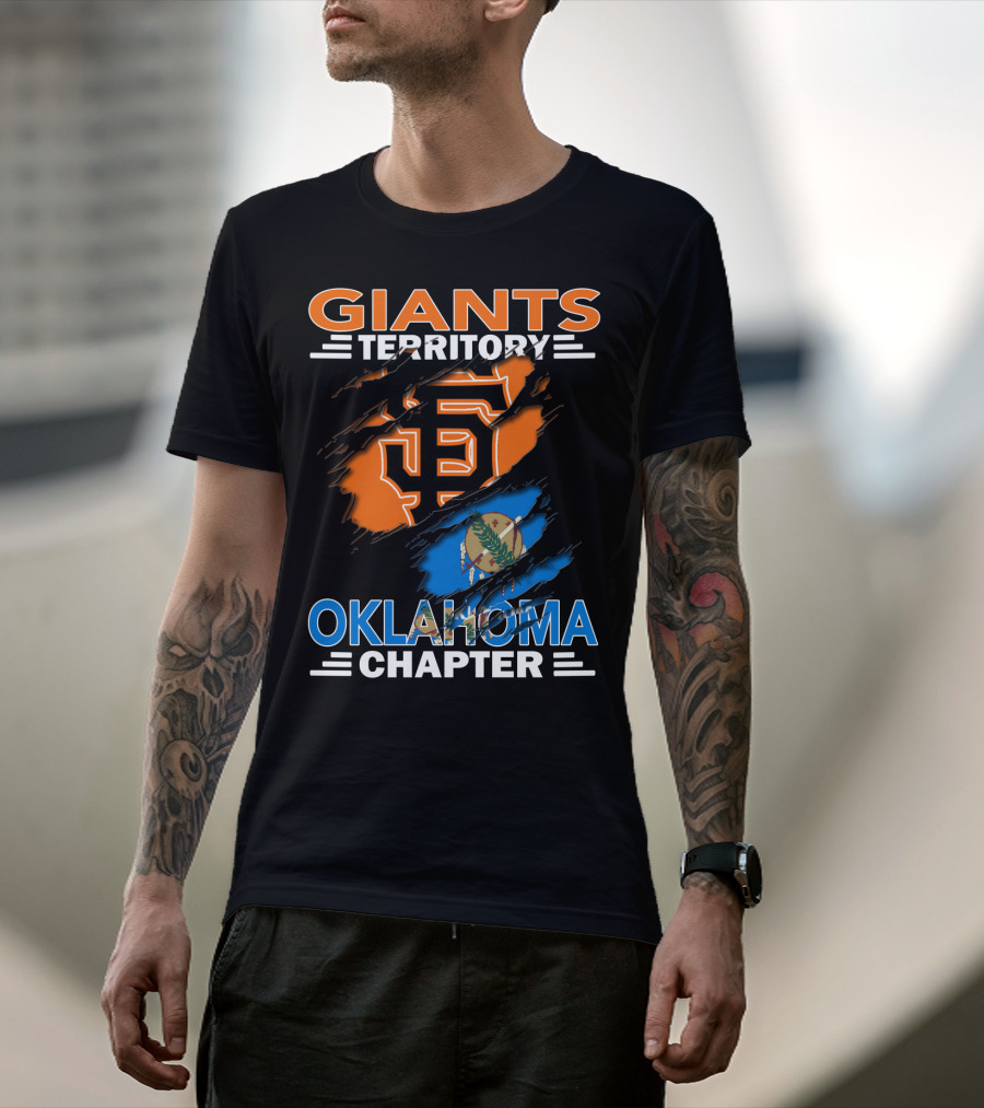Giants Territory Oklahoma Chapter San Francisco Giants Logo And Oklahoma State Flag T-Shirt