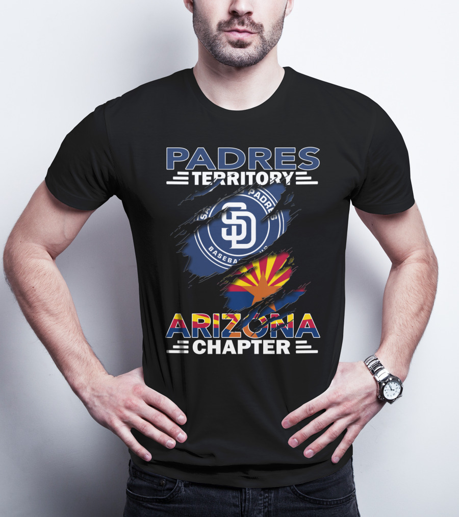 Padres Territory Arizona Chapter San Diego Baseball Logo With Arizona State Flag T-Shirt