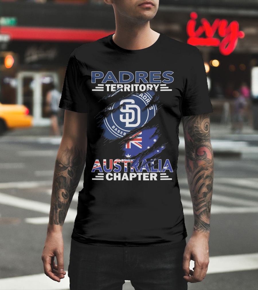 Padres Territory Australia Chapter San Diego Baseball Logo Australian Flag T-Shirt