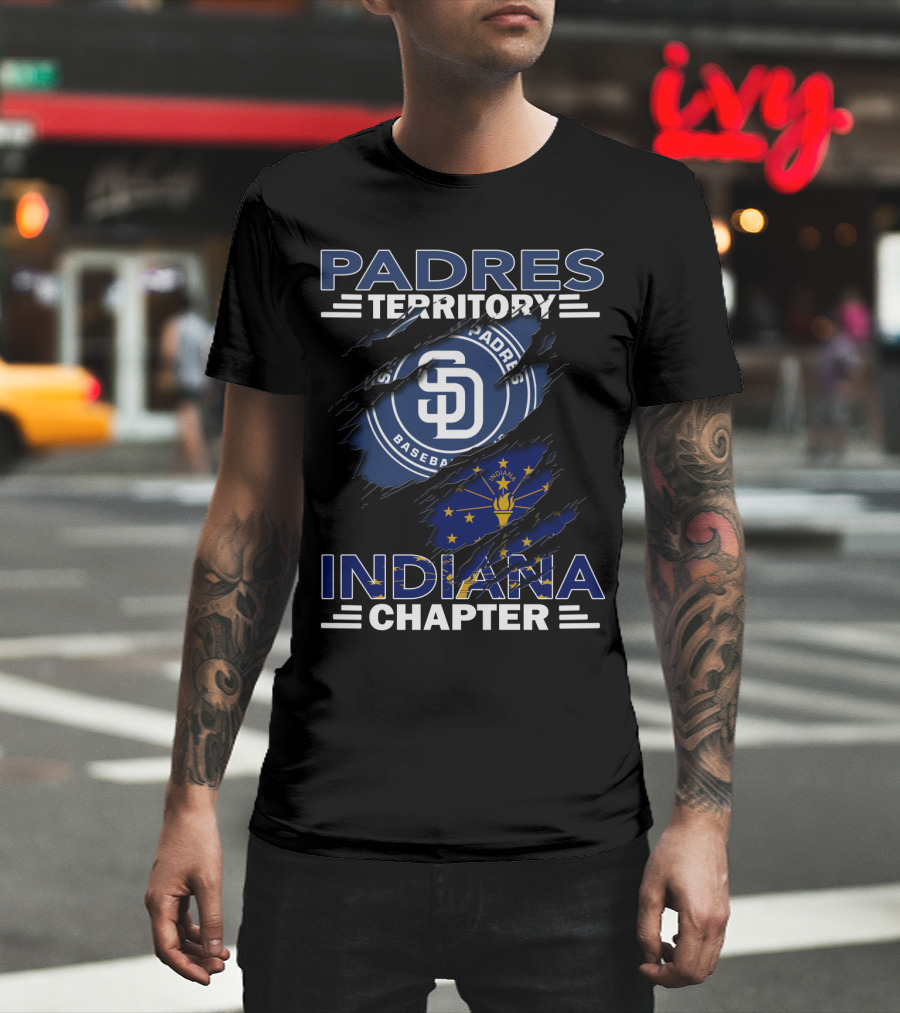 Padres Territory Indiana Chapter San Diego Baseball Indiana Flag T-Shirt