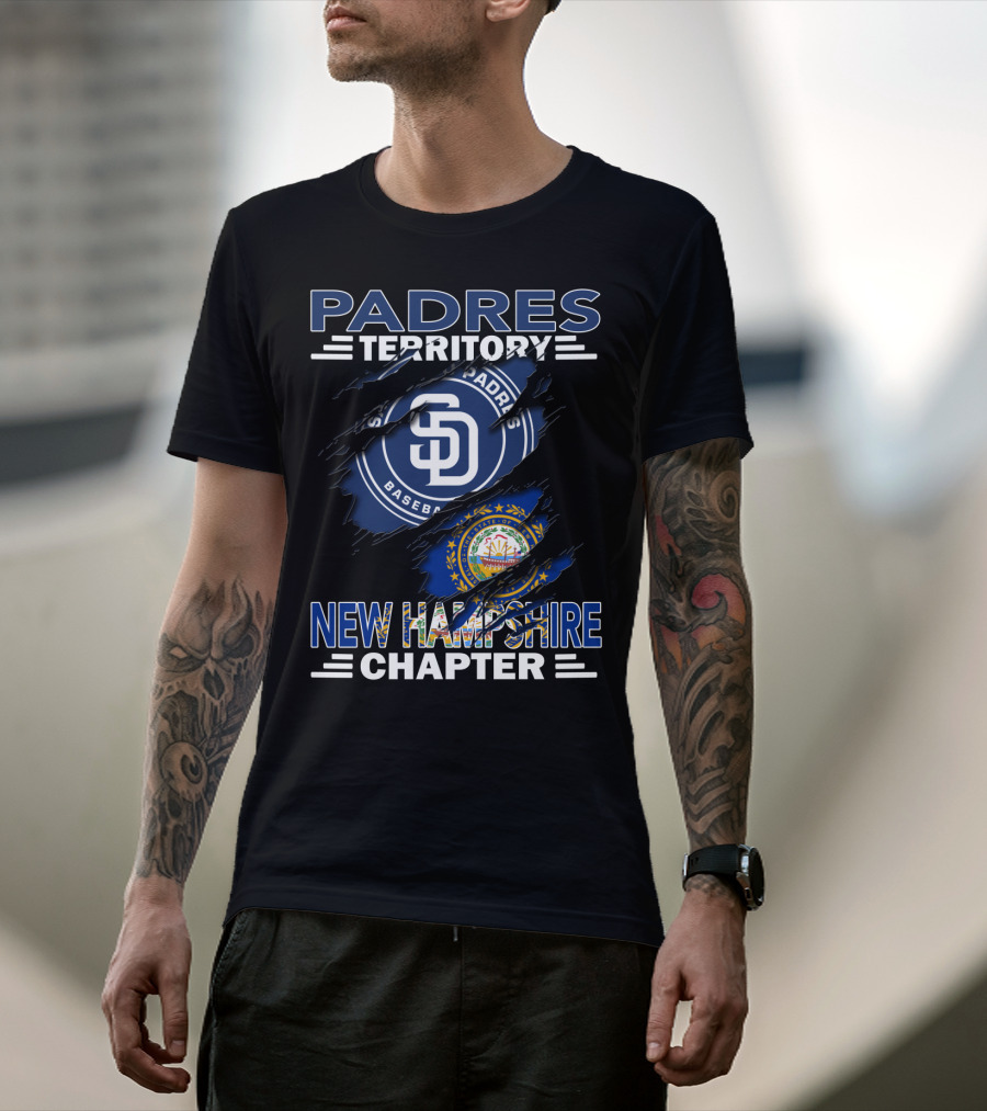Padres Territory New Hampshire Chapter San Diego Padres Baseball Logo New Hampshire Flag T-Shirt