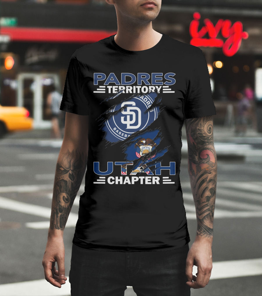 Padres Territory Utah Chapter San Diego Padres Baseball Utah State Flag Integration T-Shirt