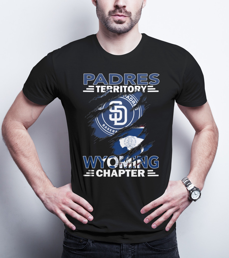 Padres Territory Wyoming Chapter San Diego Padres Baseball Logo With Wyoming State Flag T-Shirt