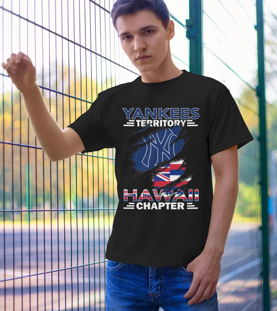Yankees Territory Hawaii Chapter NY Logo With Hawaii State Flag Elements T-Shirt